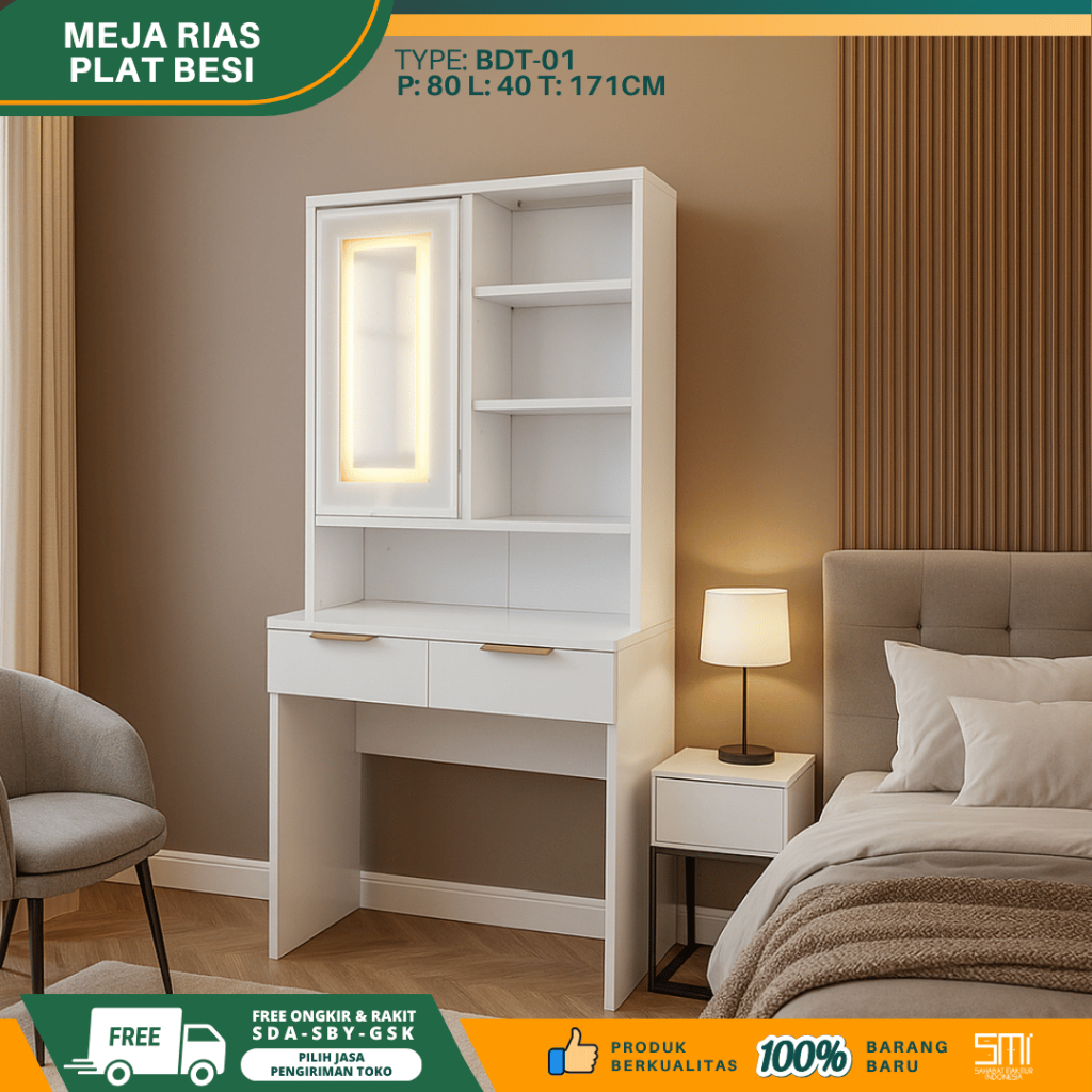 Jual Meja Rias Plat Besi BDT-01 / Set Meja Kursi Rias Make Up Set ...