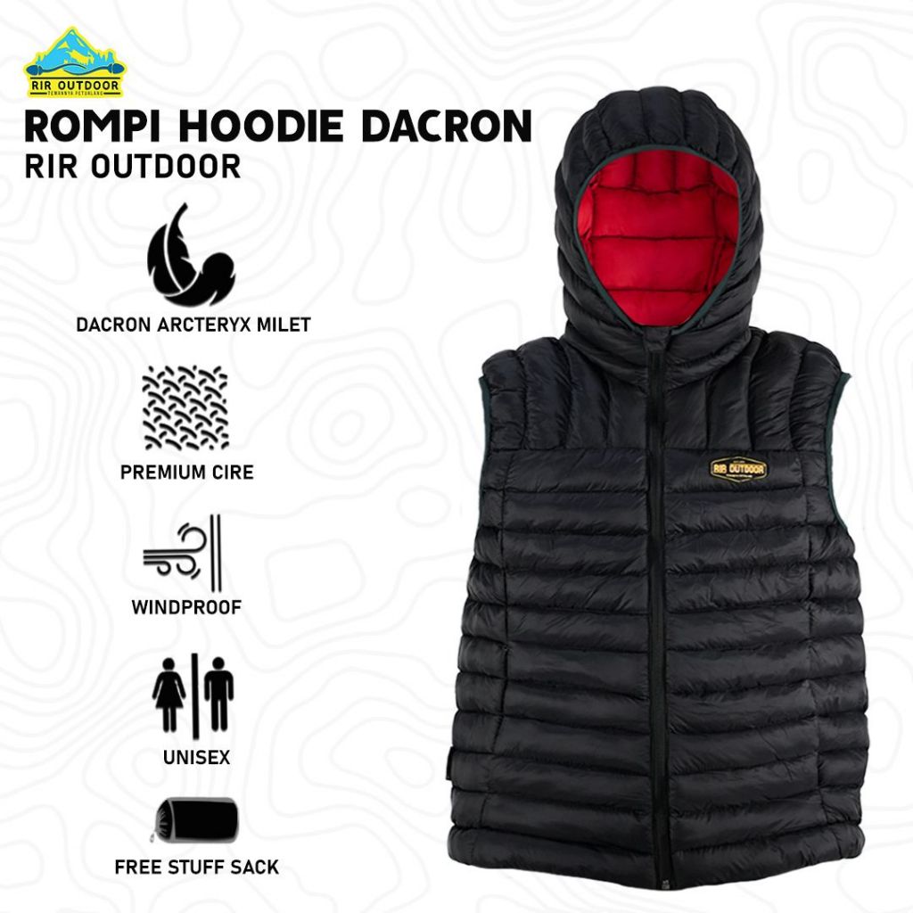 Jual VEST ROMPI HOODIE DACRON RIR OUTDOOR PUFFER MICROFIBER ROMPI MOTOR ...