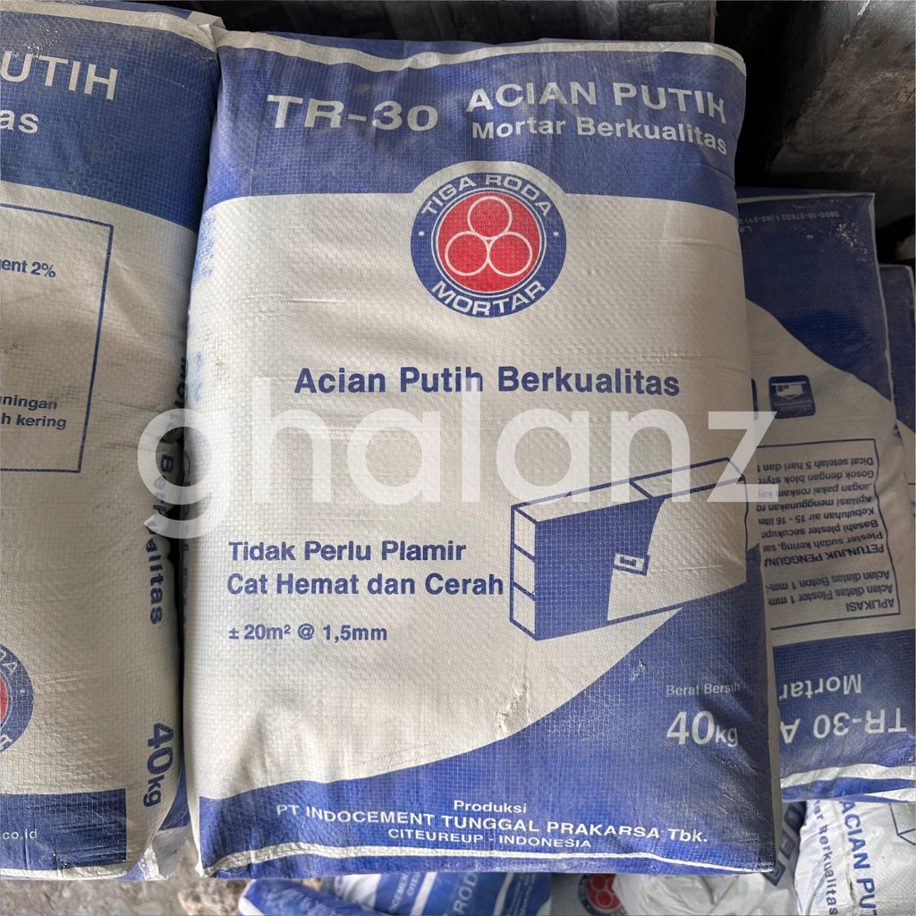 Jual TR 30 Semen Acian Putih 1sak 40kg / Semen Acian Putih Indocement ...