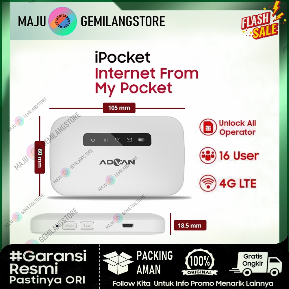 Jual ADVAN iPocket MIFI MF01 Unlock All operator Baterai 2500 mAh modem ...