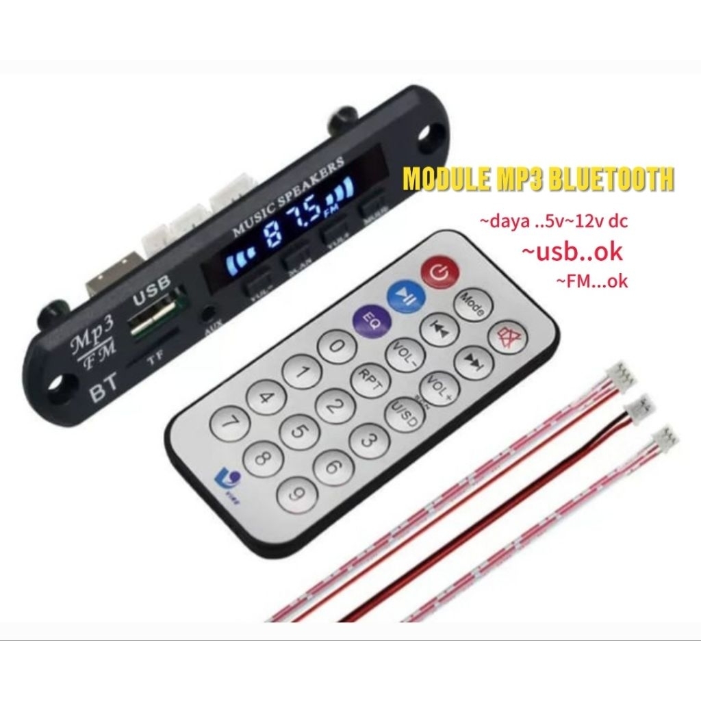 Jual Modul Mp3 kit modul bluetooth USB AUX FM RADIO 12V. | Shopee Indonesia