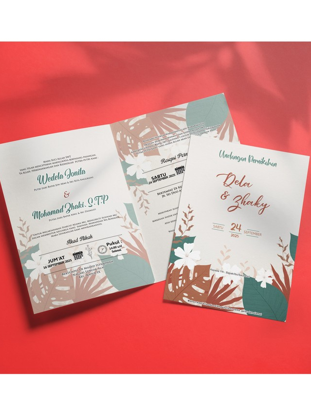 Jual Undangan Pernikahan Cetak Full Color Model Lipat Dua Elegan dan ...