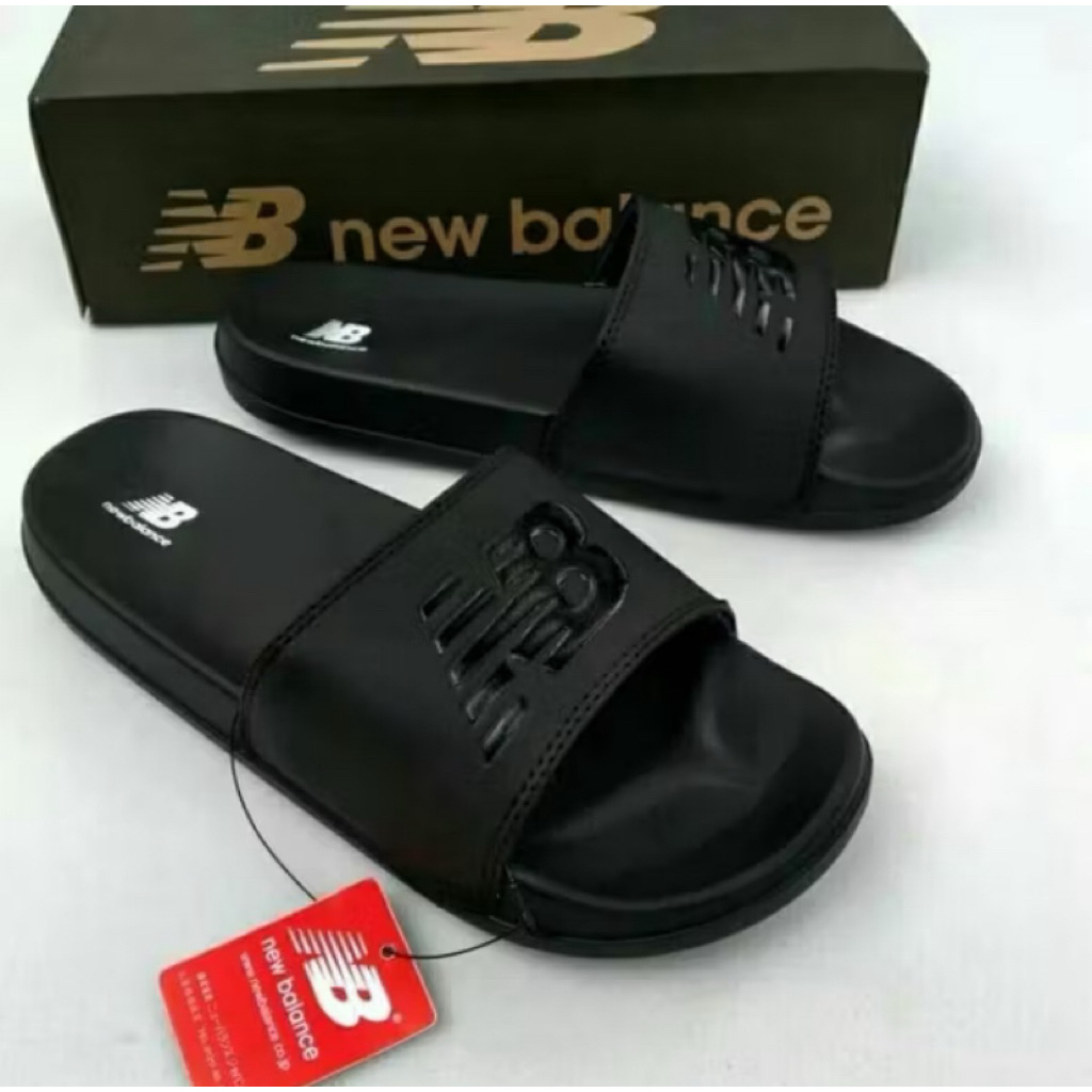 Jual Sandal Slop NB Full Black Pria Wanita Premium/Sandal Slide NB ...