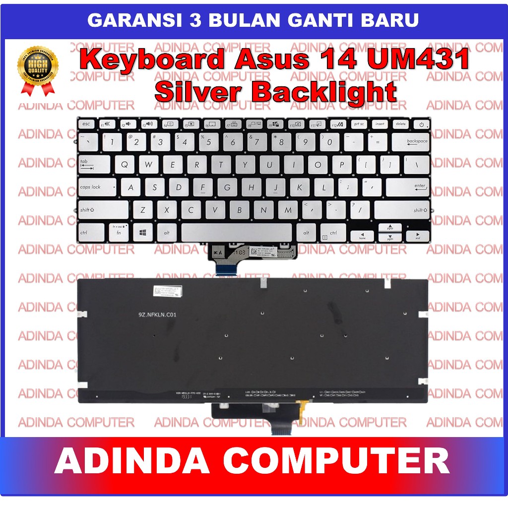Jual Keyboard Asus Zenbook 14 UM431 UX431FN UX431 Silver Backlight ...