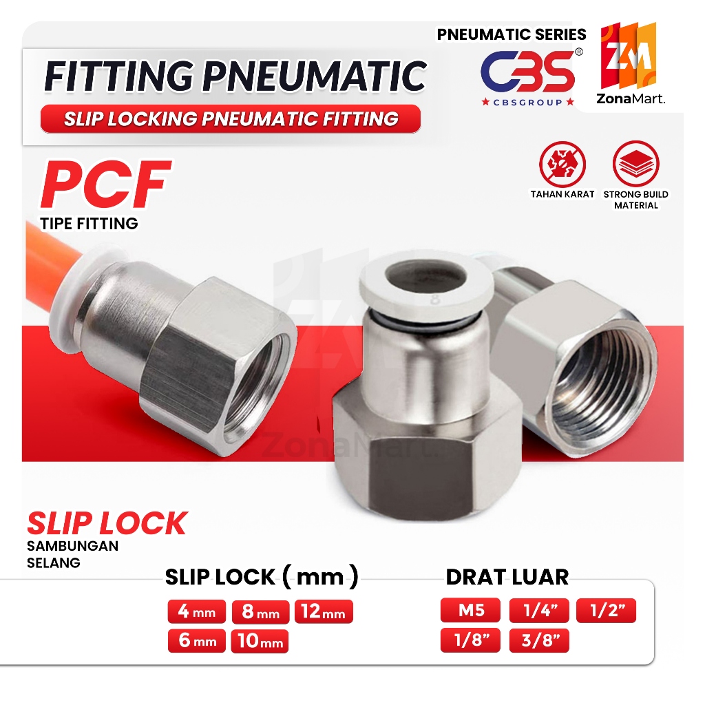 Jual FITTING PNEUMATIC LURUS FEMALE DRAT DALAM MPCF SELANG 1/8" 1/4" 3/ ...