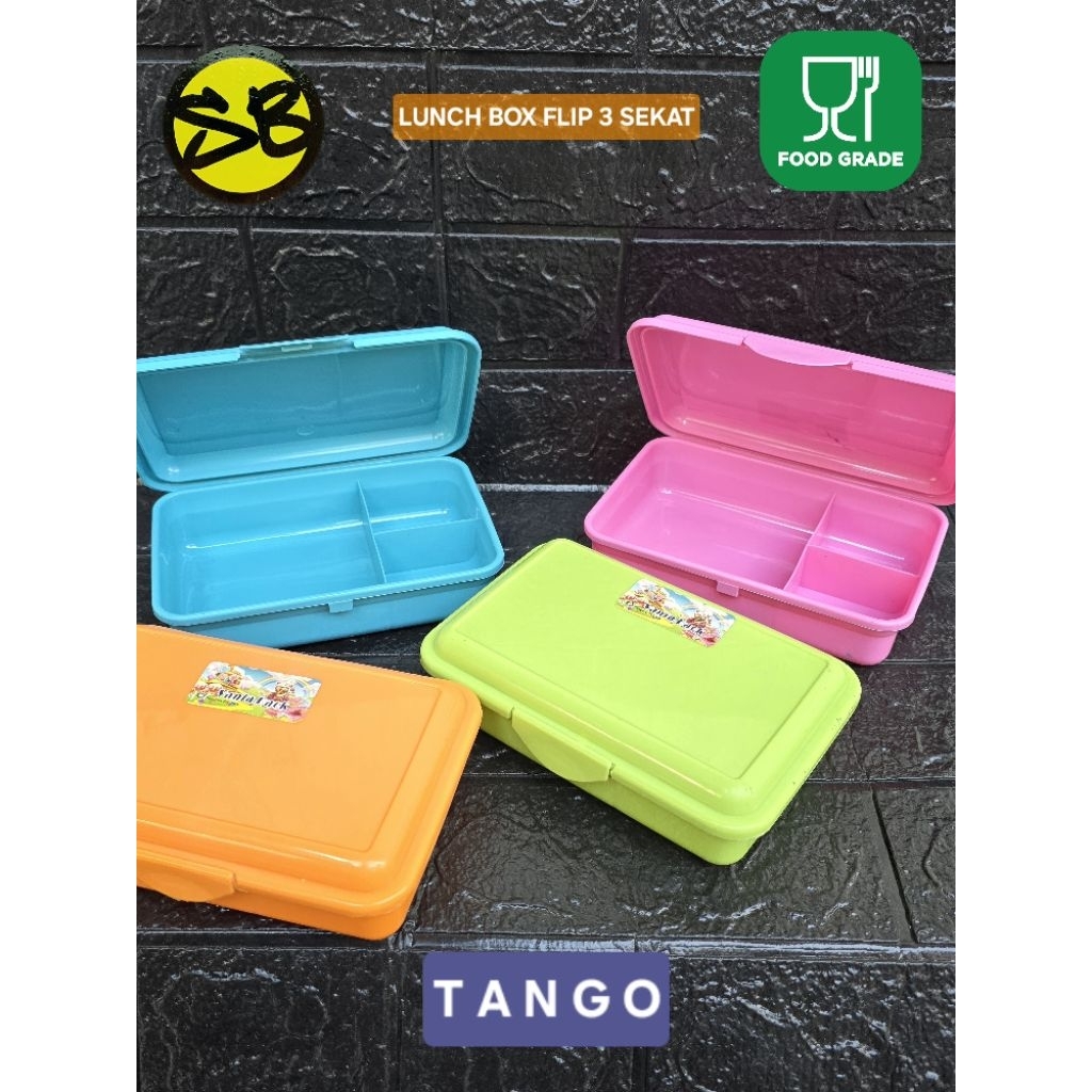 Jual Lunch Box Flip 3 Sekat TANGO / Kotak Nasi Bekal / Tempat Bekal ...