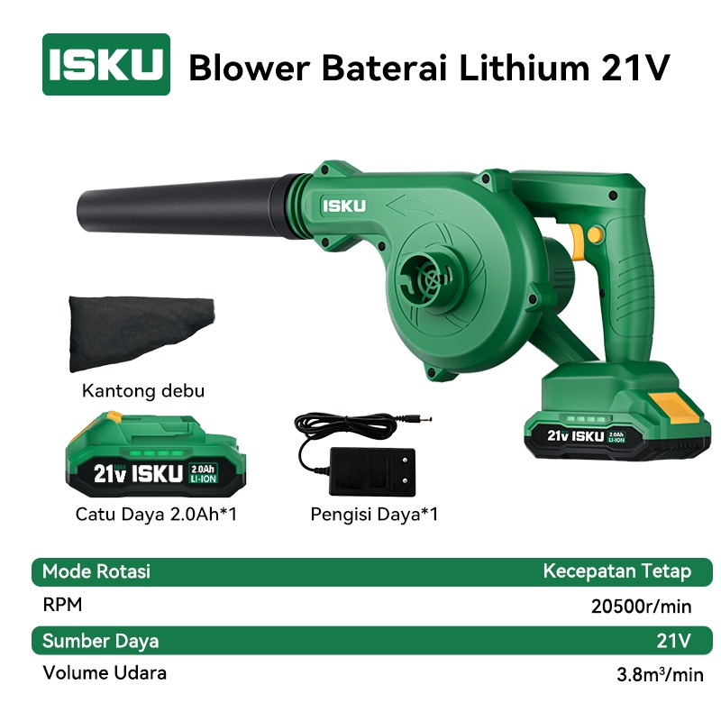 Jual ISKU Mesin Blower Baterai Cordless Kipas Tiup Angin 2 in 1 ...
