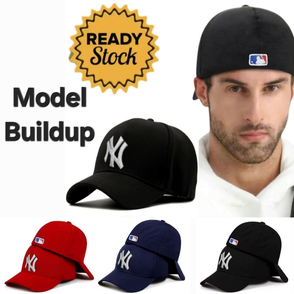 Jual Topi Pria Built up NY Logo Bordir Bahan Flexibel Baseball Caps ...