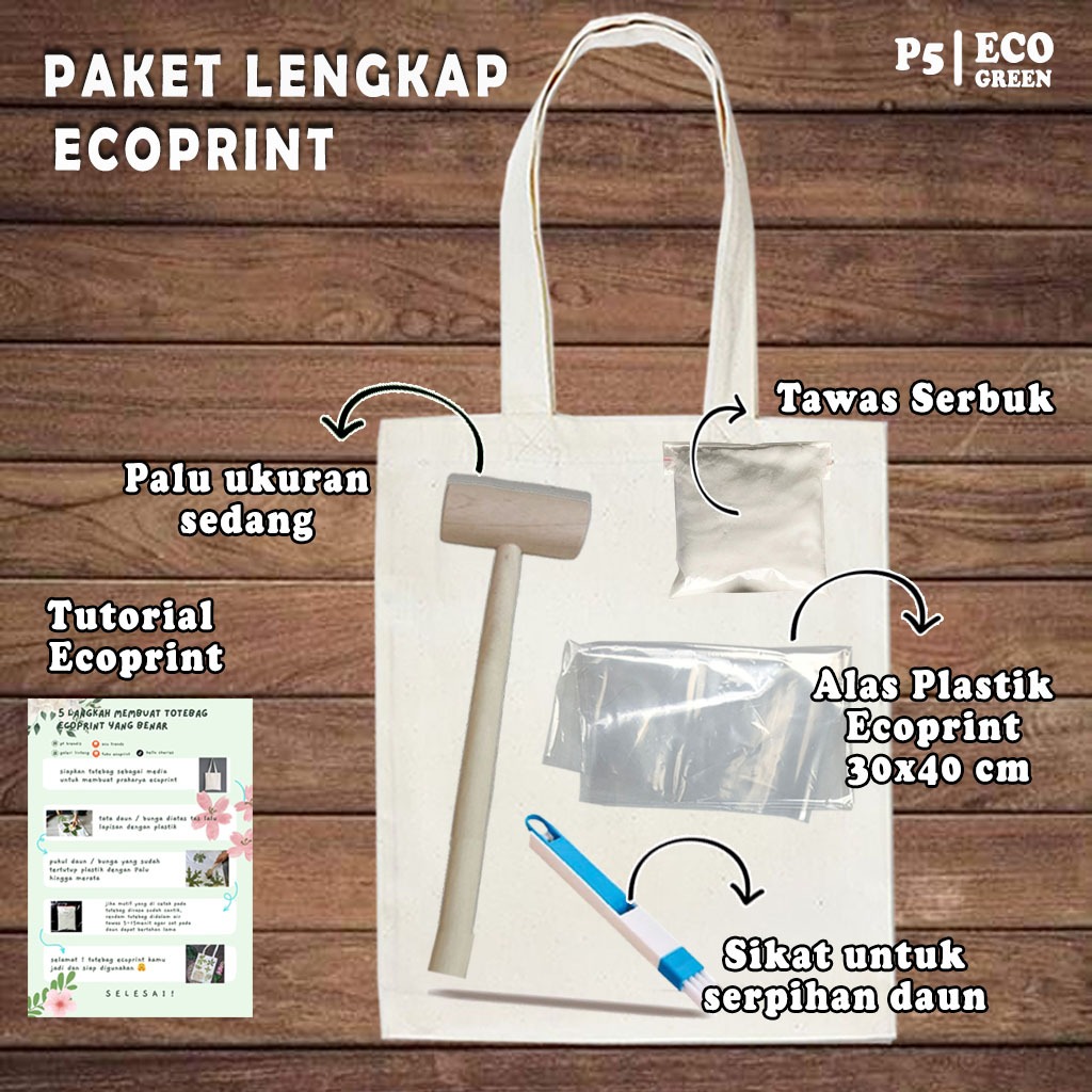 Jual Paket Ecoprint Lengkap Tas Tote bag Putih Polos,alas plastik ...