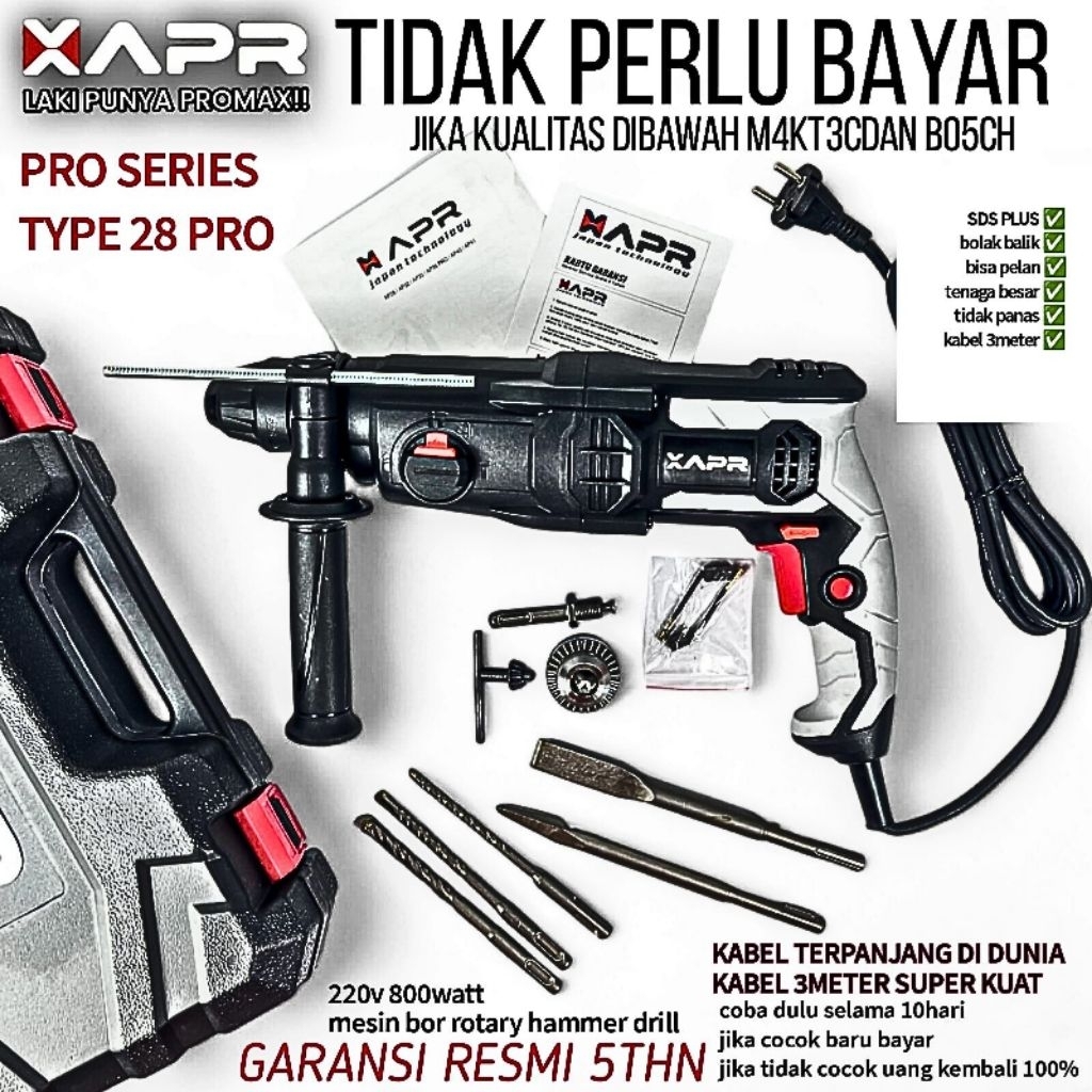 Jual FLASHSALE XAPR AP28 PRO Rotary Hammer Drill Mesin Bobok Beton Jack ...