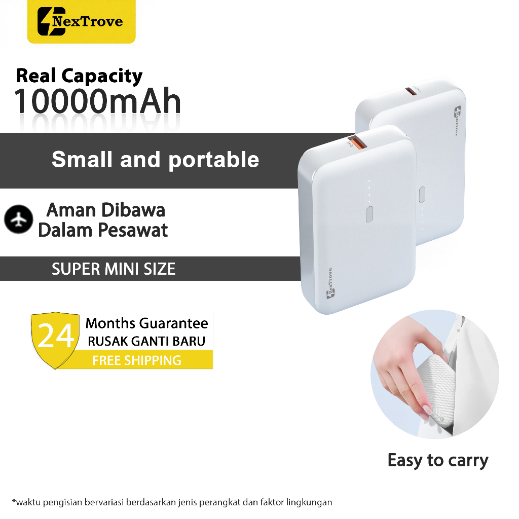 Jual NEXTROVE Power Bank10000mAh Super Mini Baterai Portabel ...