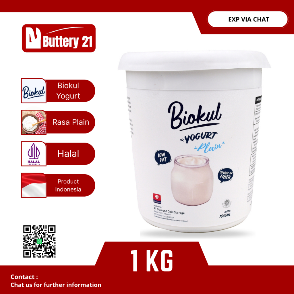 Jual BIOKUL YOGURT PLAIN 1 KG/BIOKUL YOGURT TANPA RASA 1 LTR/YOGURT ...