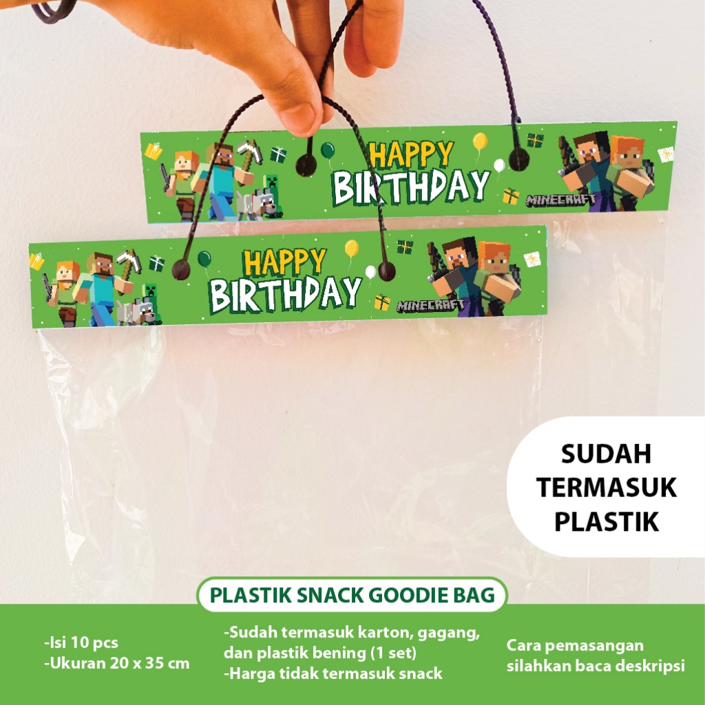 Jual PLASTIK SNACK MINECRAFT GOODIE BAG DEKORASI MINECRAT BANNER BALON ...