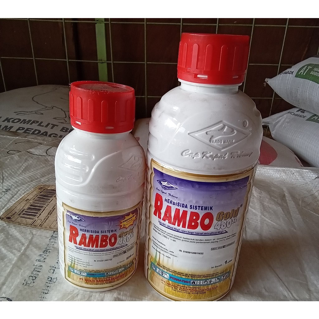 Jual Rambo Gold 480SL 1L & 500ml isopropil amina glifosat Herbisida ...