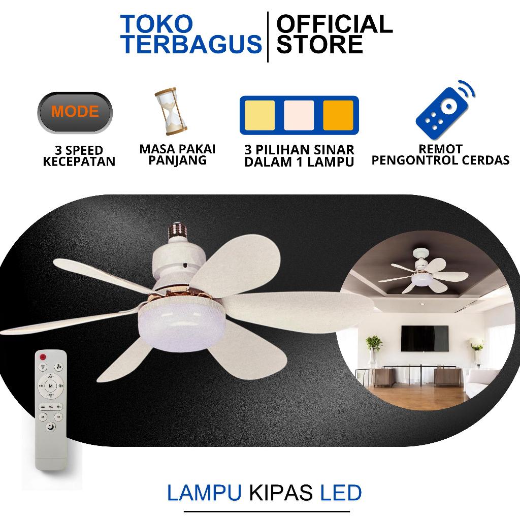 Jual Lampu Kipas Pfafon LED E27 - 3 Kecepatan + 3 Warna Cahaya - Remote ...