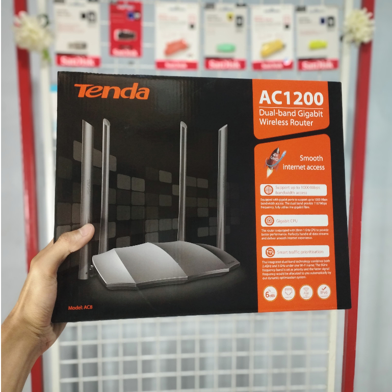 Jual Tenda AC8 AC1200 Dual-band Gigabit Wireless Router | Shopee Indonesia