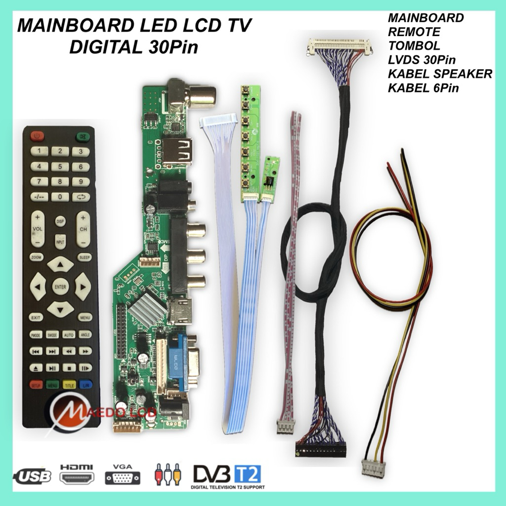 Jual Mainboard LCD LED TV universal Digital DVBT2 Paket MAINBOARD UNIT + LVDS 30Pin | Shopee ...