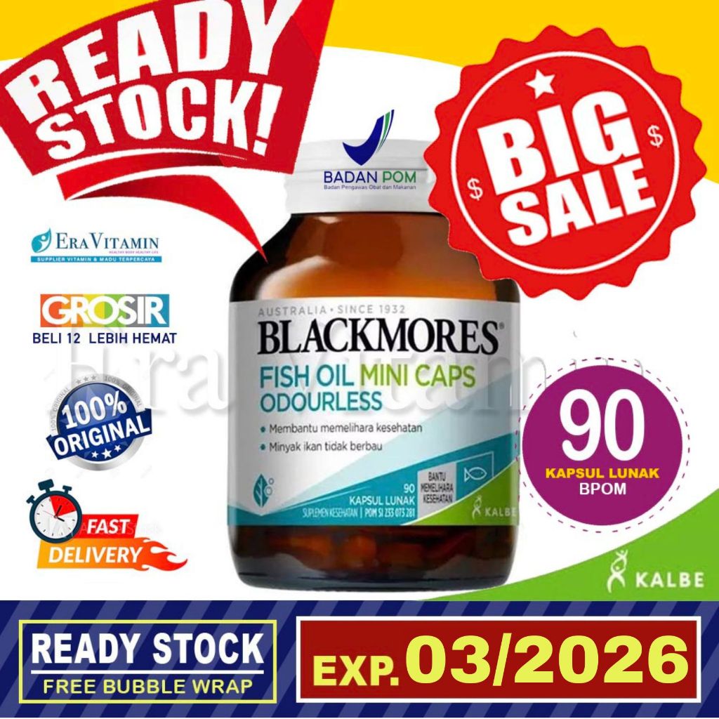Jual Blackmores Fish Oil Mini Caps Odourless 90 Softgels BPOM Kalbe ...