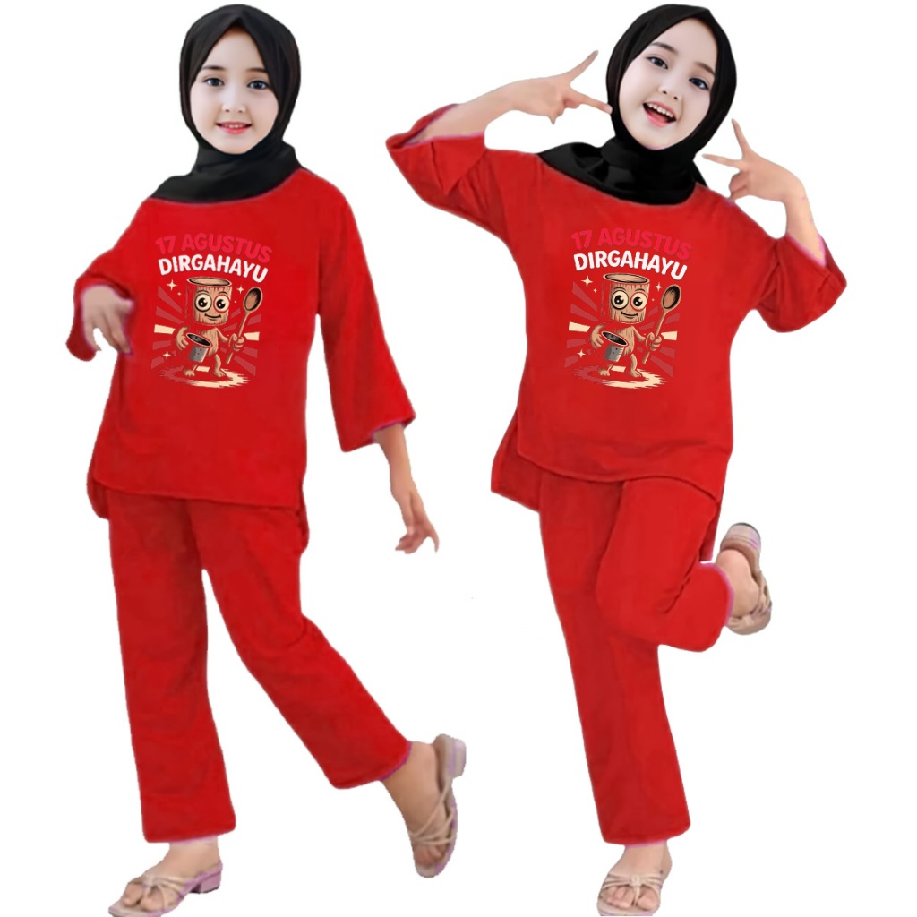 Jual GF - Setelan Anak Perempuan HUT RI Tung Tung Sahur 17 Agustus Baju Dirgahayu Usia 3-12 ...
