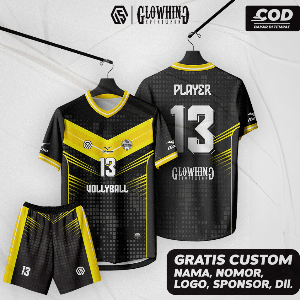 Jual Jersey Voli Cowok Cewek Hitam Custom Full Printing Gratis Pasang ...
