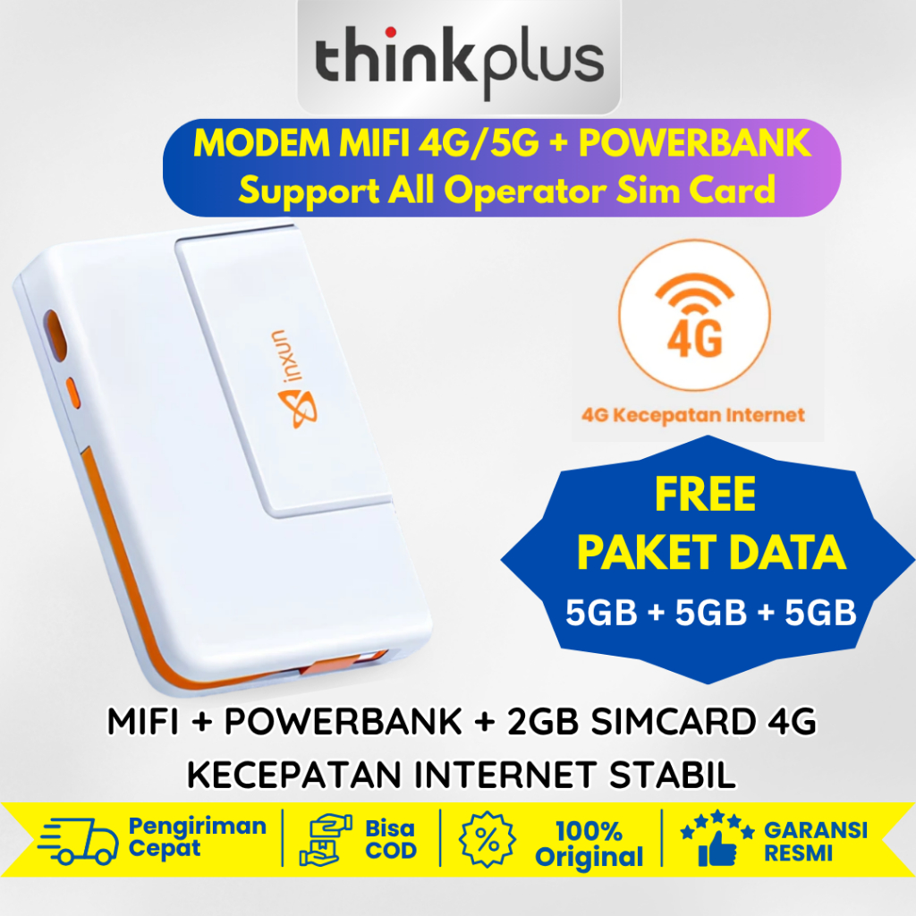 Jual [FREE 5GB] Thinkplus Mifi All Operator + Powerbank 8000mAh Modem ...