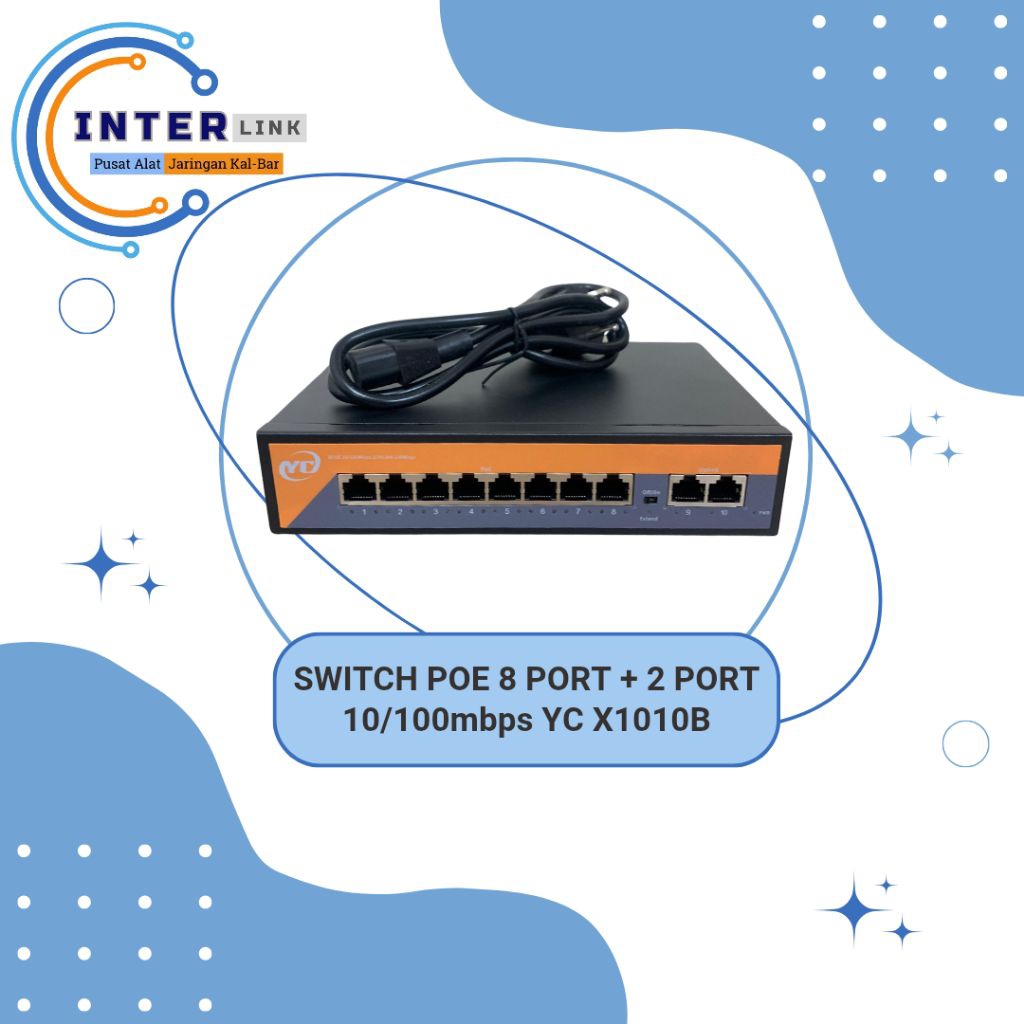 Jual SWITCH POE 8 PORT + 2 PORT 10/100MBPS YC X1010B | Shopee Indonesia