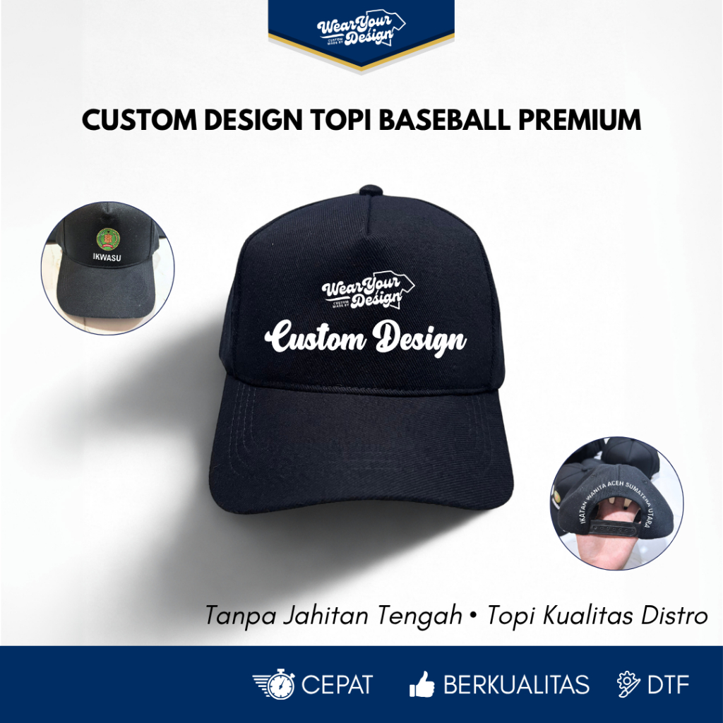 Jual Custom Topi Baseball Premium - Tanpa Jahitan Tengah - Sablon Full ...