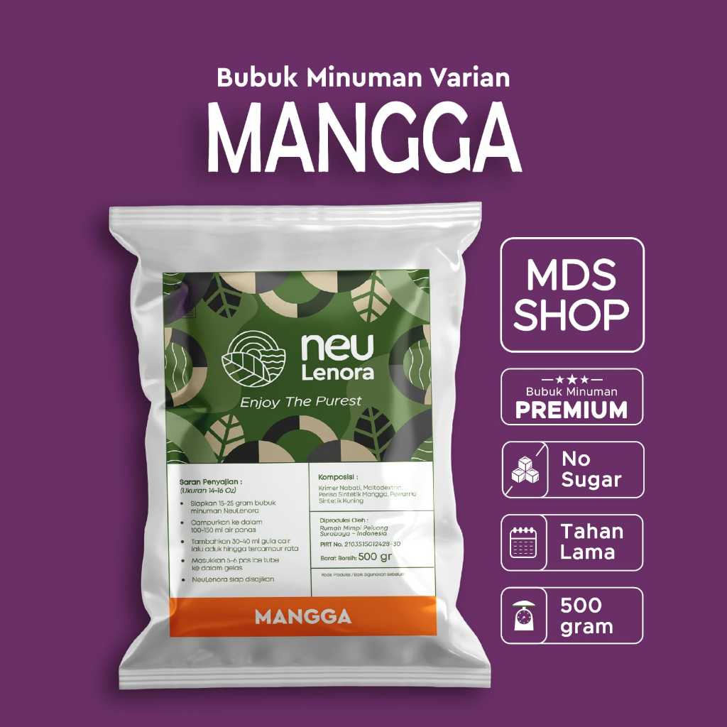 Jual Bubuk Minuman Bubble Powder Drink Rasa MANGGA Neulenora 500gram ...