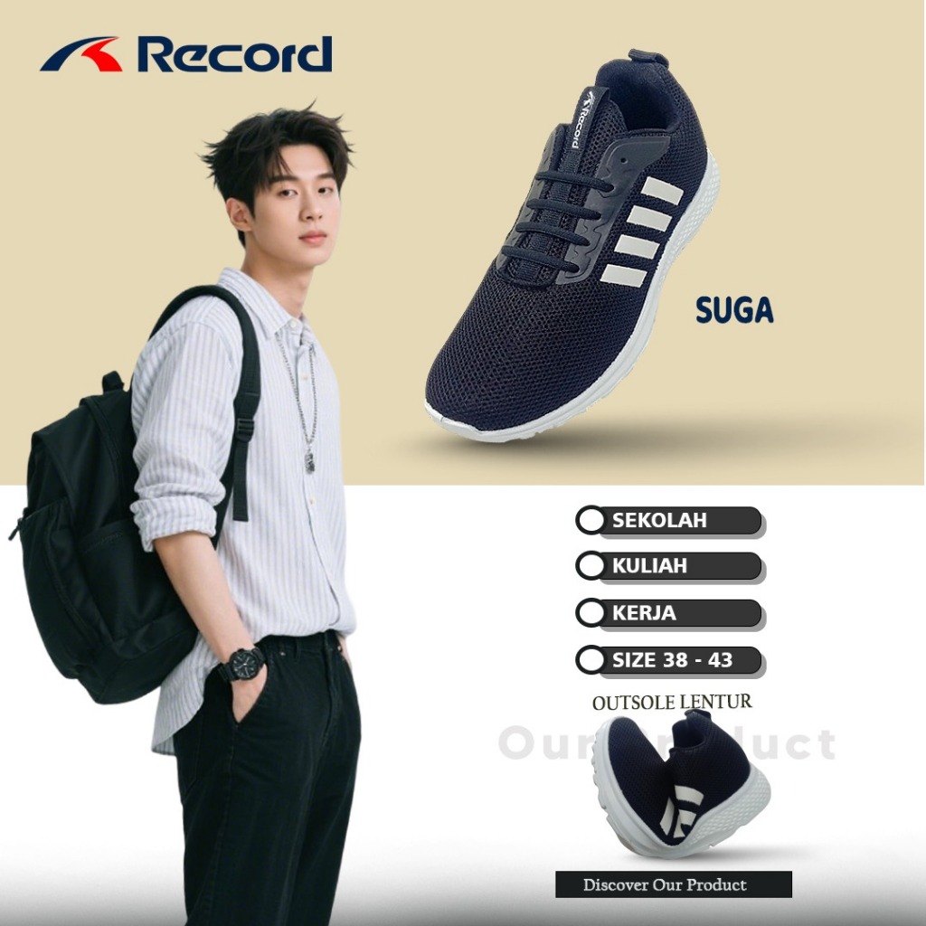 Jual RECORD SUGA BTS SEPATU SEKOLAH ANAK SMP SMA LAKI FULL BLACK HITAM ...