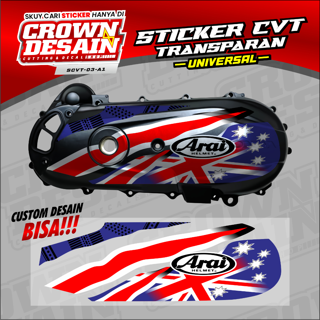 Jual STICKER CVT TRANSPARAN AKSESORIS MOTOR-DESAIN VARIASI BENDERA ...