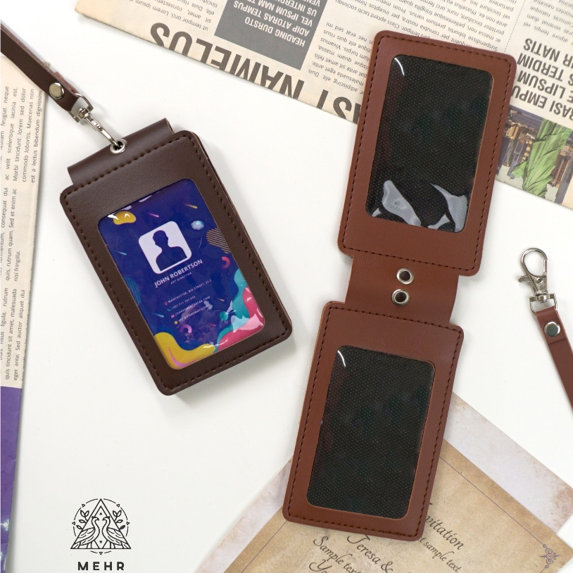 Jual Mehr Armon Name Tag Tempat Id Card Holder Kulit Lanyard Tali Pria ...
