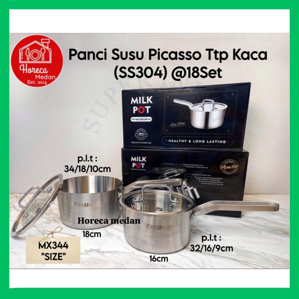 Jual Panci susu PICASSO / sauce pan stainless steel sus 304 16cm 5 ply ...