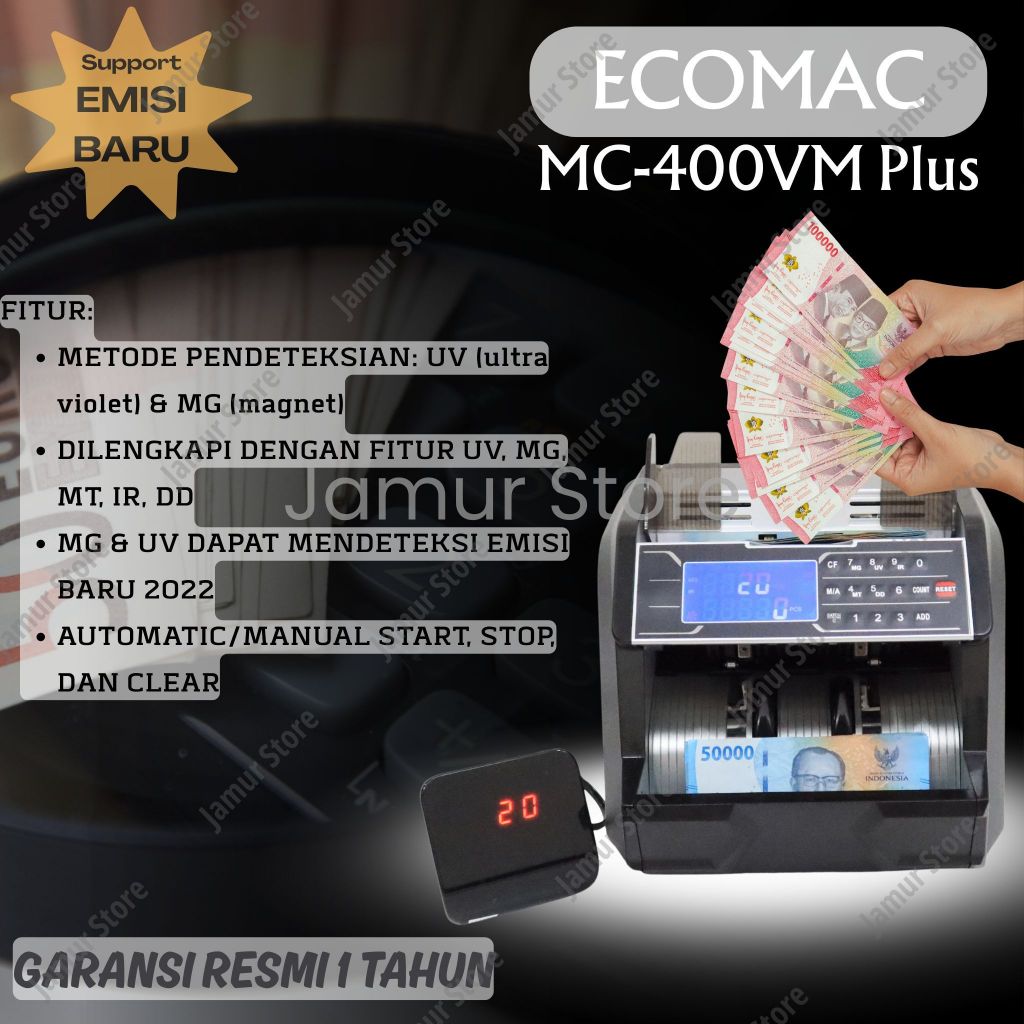 Jual Mesin Penghitung Uang ECOMAC MC-400VM Plus Manual & Automatic ...