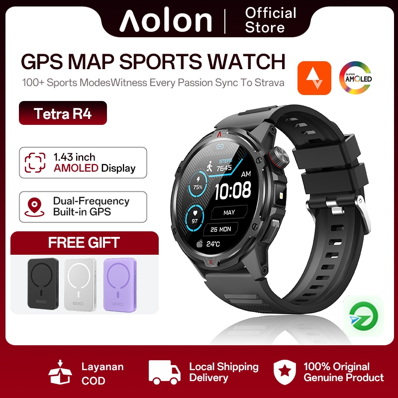 Jual Aolon Tetra R4 Smartwatch Amoled AOD Cover Lock Compass Bluetooth ...