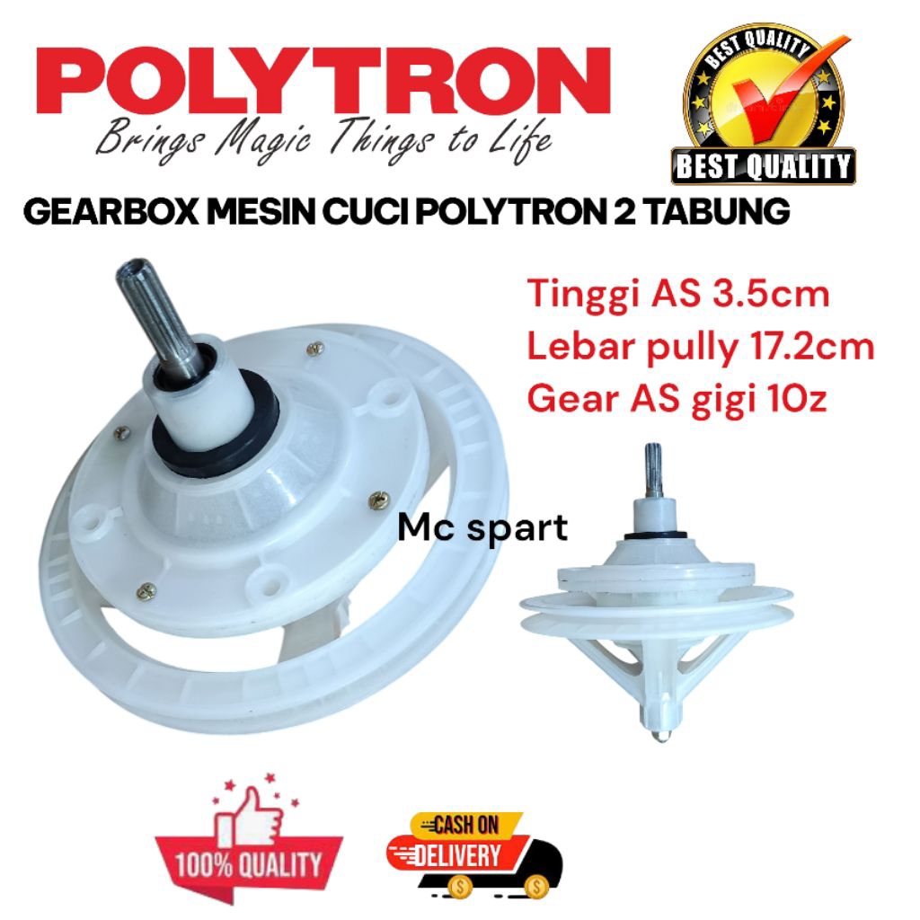 Jual GEARBOX POLYTRON PWM-9366 GIRBOX MESIN CUCI POLYTRON 2 TABUNG GIGI ...