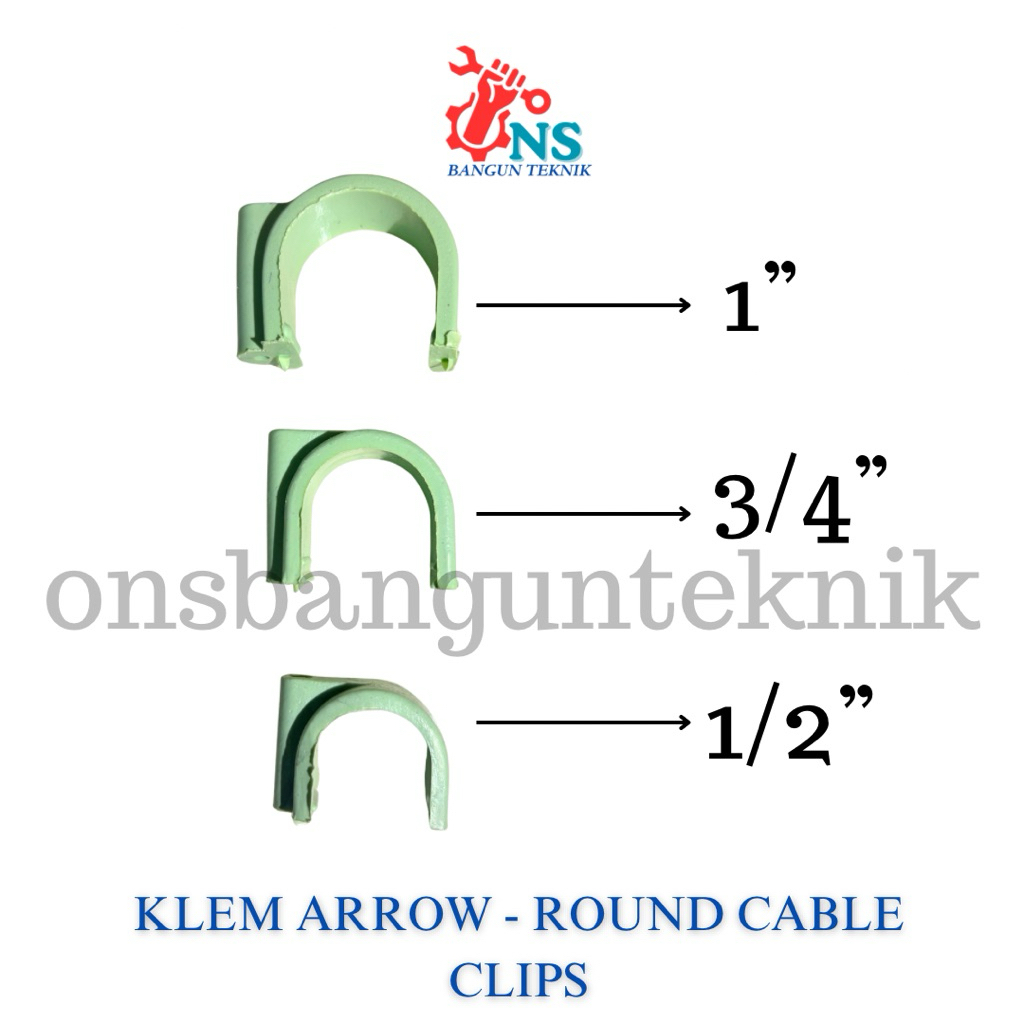 Jual Klem Arrow / Round Cable Clips – Ukuran 1”, 3/4”, 1/2” Isi 10 Pcs ...