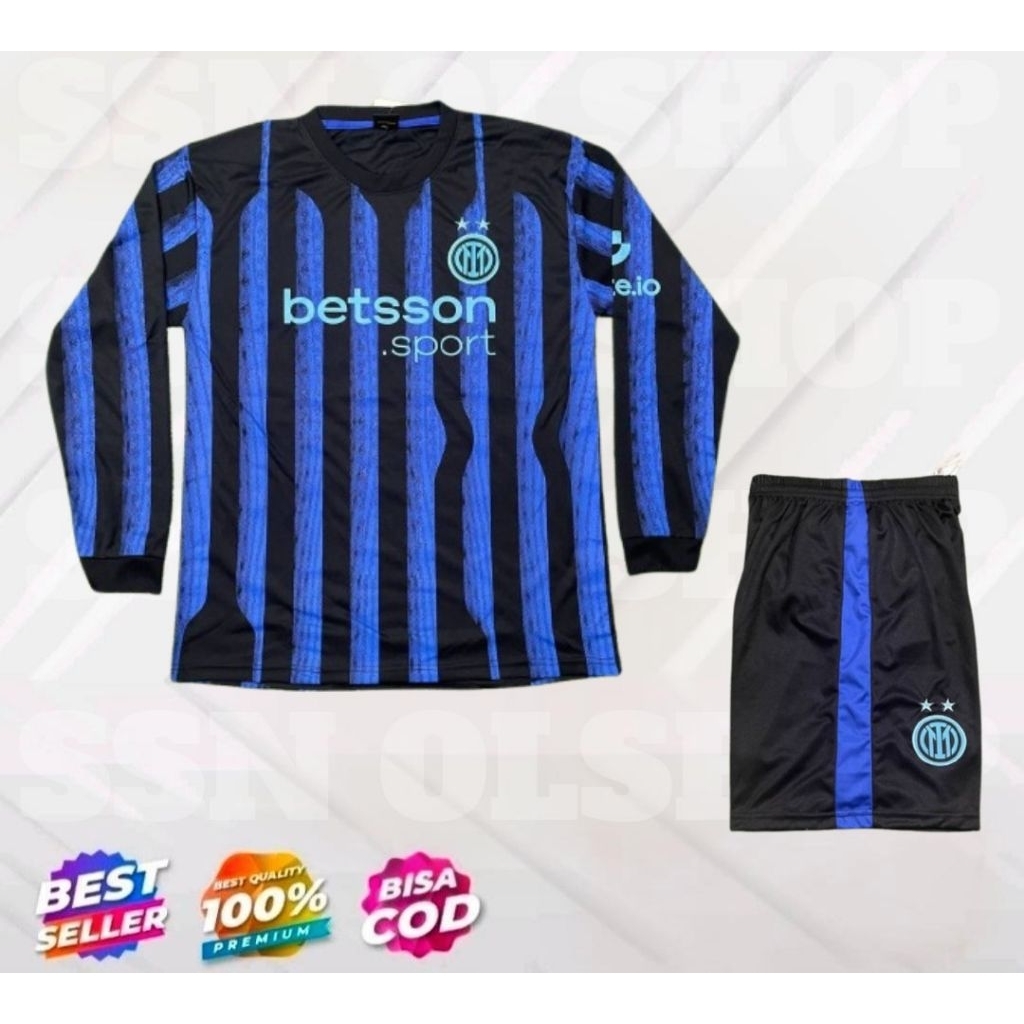 Jual jersey inter milan terbaru home lengan panjang (biru hitam) 2025 ...