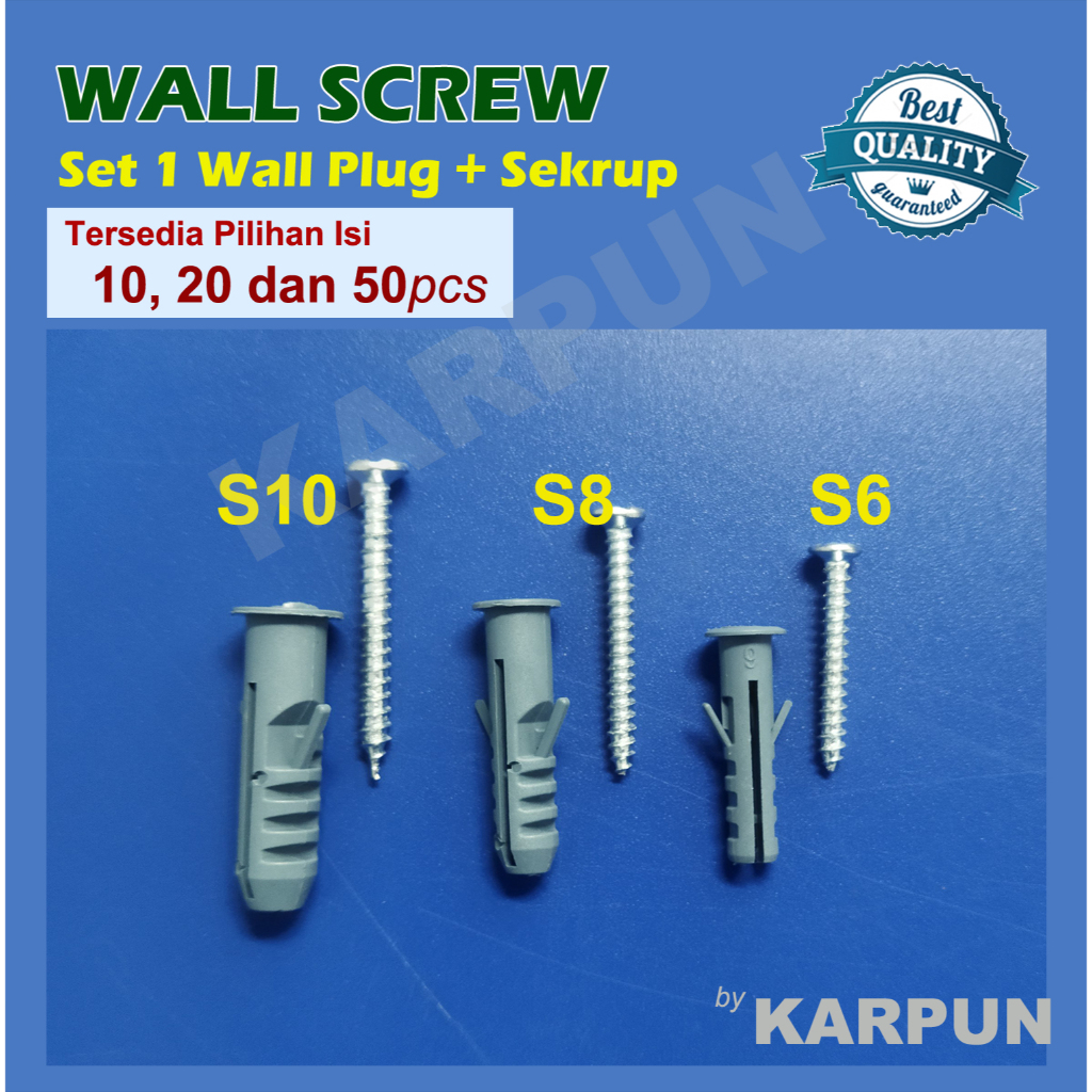 Jual Sekrup Dinding Wall Plug Anchor S6 S8 S10 | Shopee Indonesia
