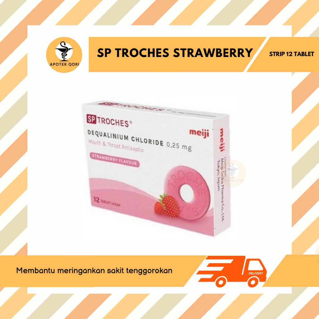Jual SP TROCHES STRIP 12 TABLET RASA STRAWBERRY / MERINGANKAN SAKIT ...