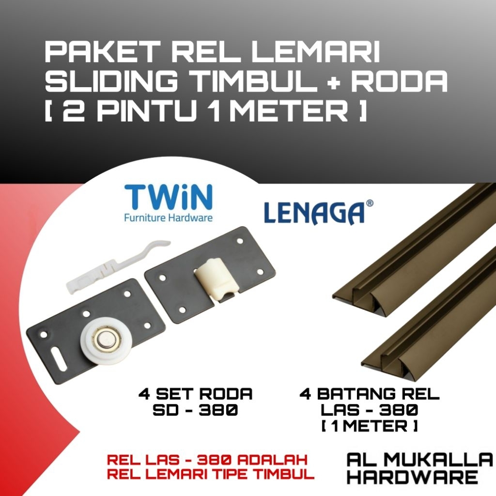 Jual [ 2 Pintu + 1 Meter ] Paket Rel Lemari Sliding Timbul 2 Pintu 1 ...