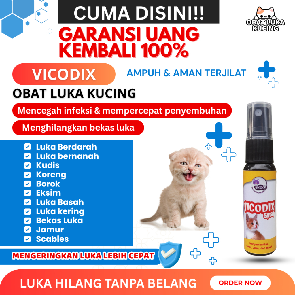 Jual Vicodix Spray Obat Luka Kucing Ampuh | Antiseptik Penyembuh Luka ...
