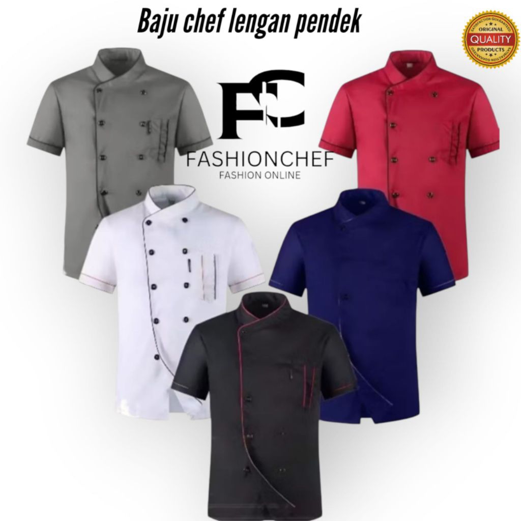 Jual Baju chef seragam chef kameja chef lengan pendek unisex | Shopee ...