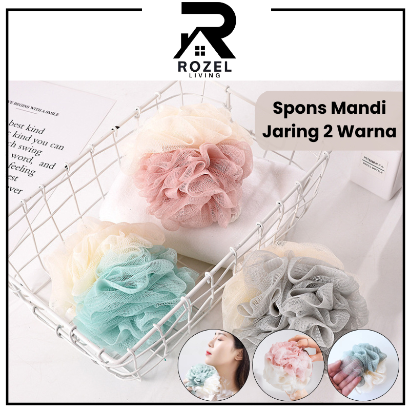 Jual ROZEL Spons Mandi Jaring 2 Sisi Warna Shower Puff Jaring Tebal ...