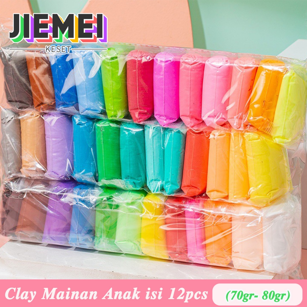 Jual JIEMEI (12PCS) CLAY Mainan Anak Play Doh Plastisin bisa dibentuk ...