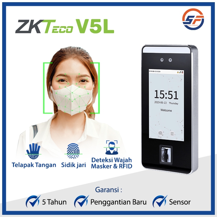 Jual Mesin Absensi Fingerprint ZKTECO SpeedFace Dan Mesin Akses Kontrol ZKTECO V5L | Shopee ...