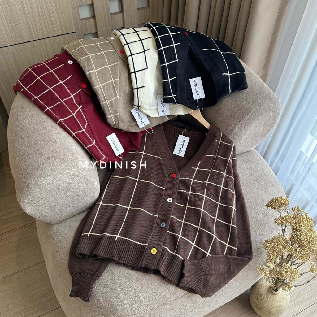 Jual Salma Square Cardy - Cardigan Rajut Wanita Motif Kotak | Shopee Indonesia