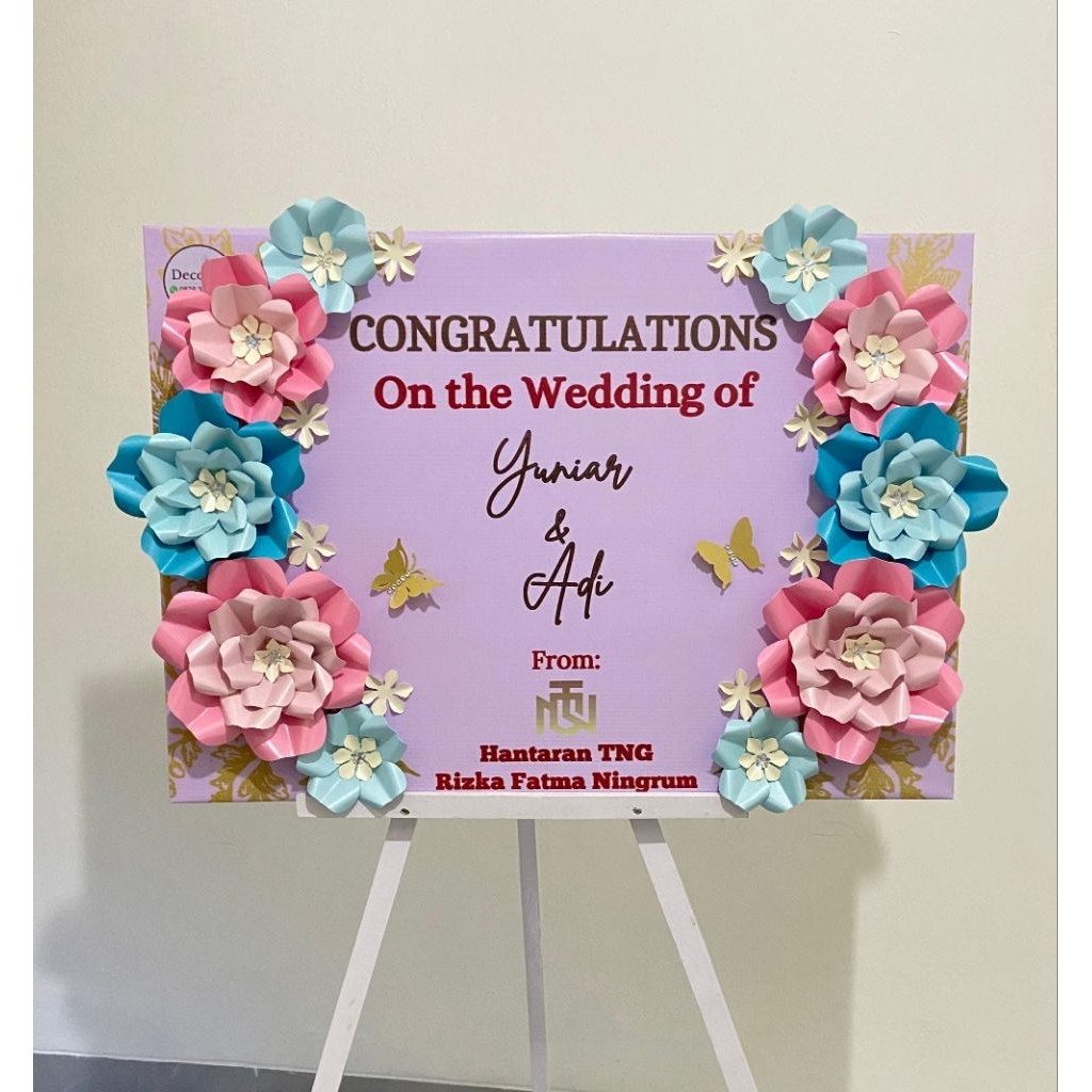 Jual DECO ART - Papan Bunga Kertas Custom Ucapan Selamat Wedding ...
