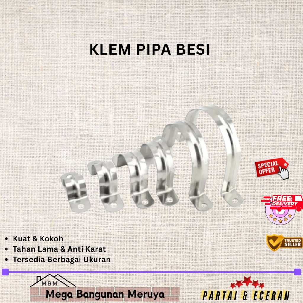 Jual Klem pipa besi /Klem besi /Klem Omega Galvanis |PCS | Shopee Indonesia