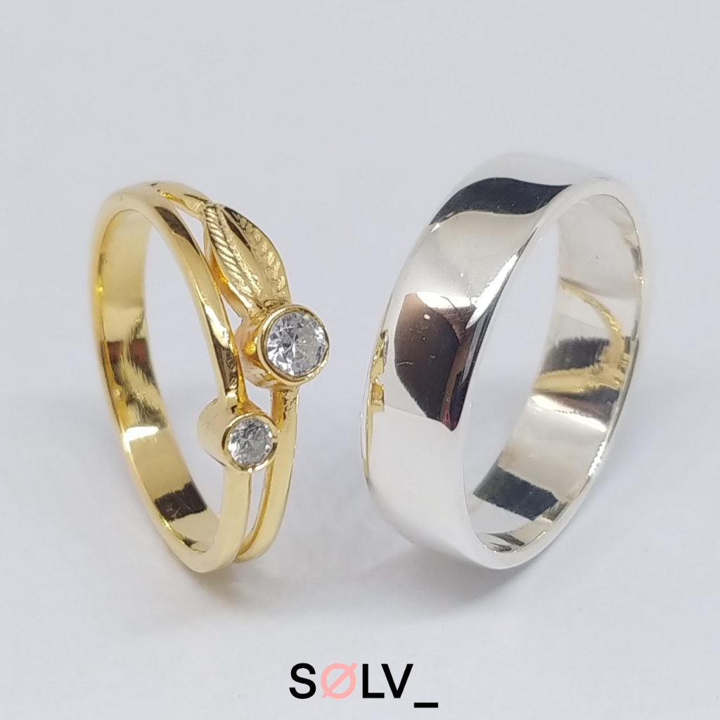 Jual Cincin kawin berlian moissanite perak 925 lapis emas, cincin ...