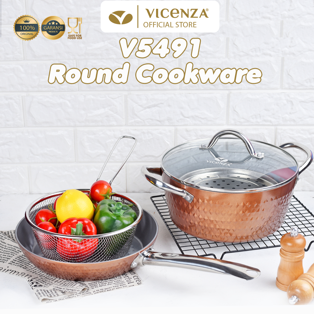 Jual Vicenza Round Cookware Set Peralatan Masak Bulat V5491 | Shopee ...